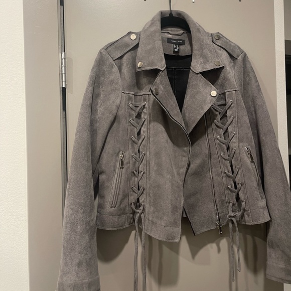 ASOS | Jackets & Coats | Suedette Lace Up Westernlike Motto Biker ...